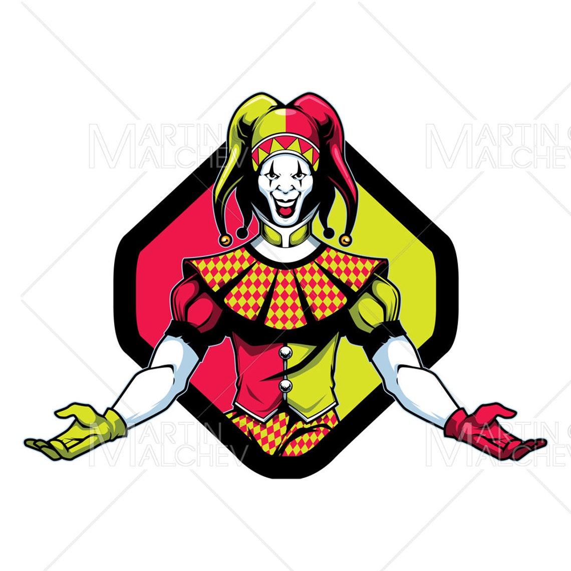 Joker Jester Mascot Vector Illustration. Mascot, Jester, Clown ...