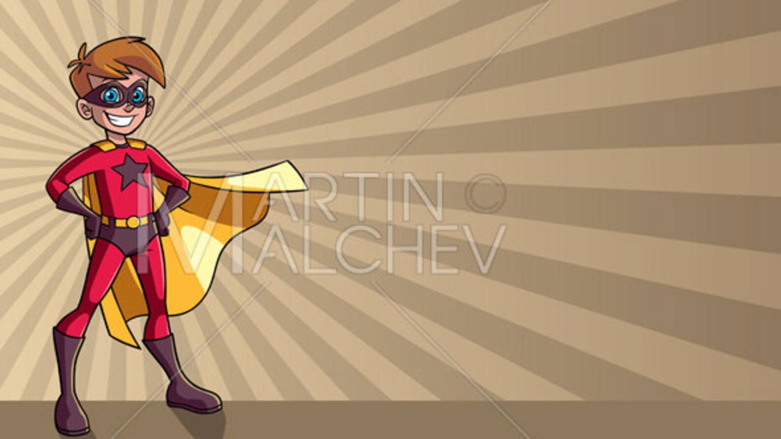 Super Boy Ray Light Background Vector Cartoon Illustration. Hero, Super ...