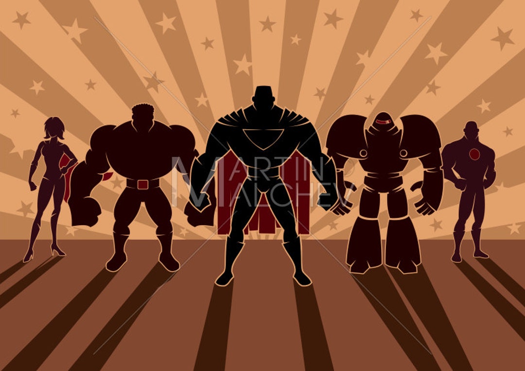 Superhero Team Vector Cartoon Clipart Illustration. Group, League ...