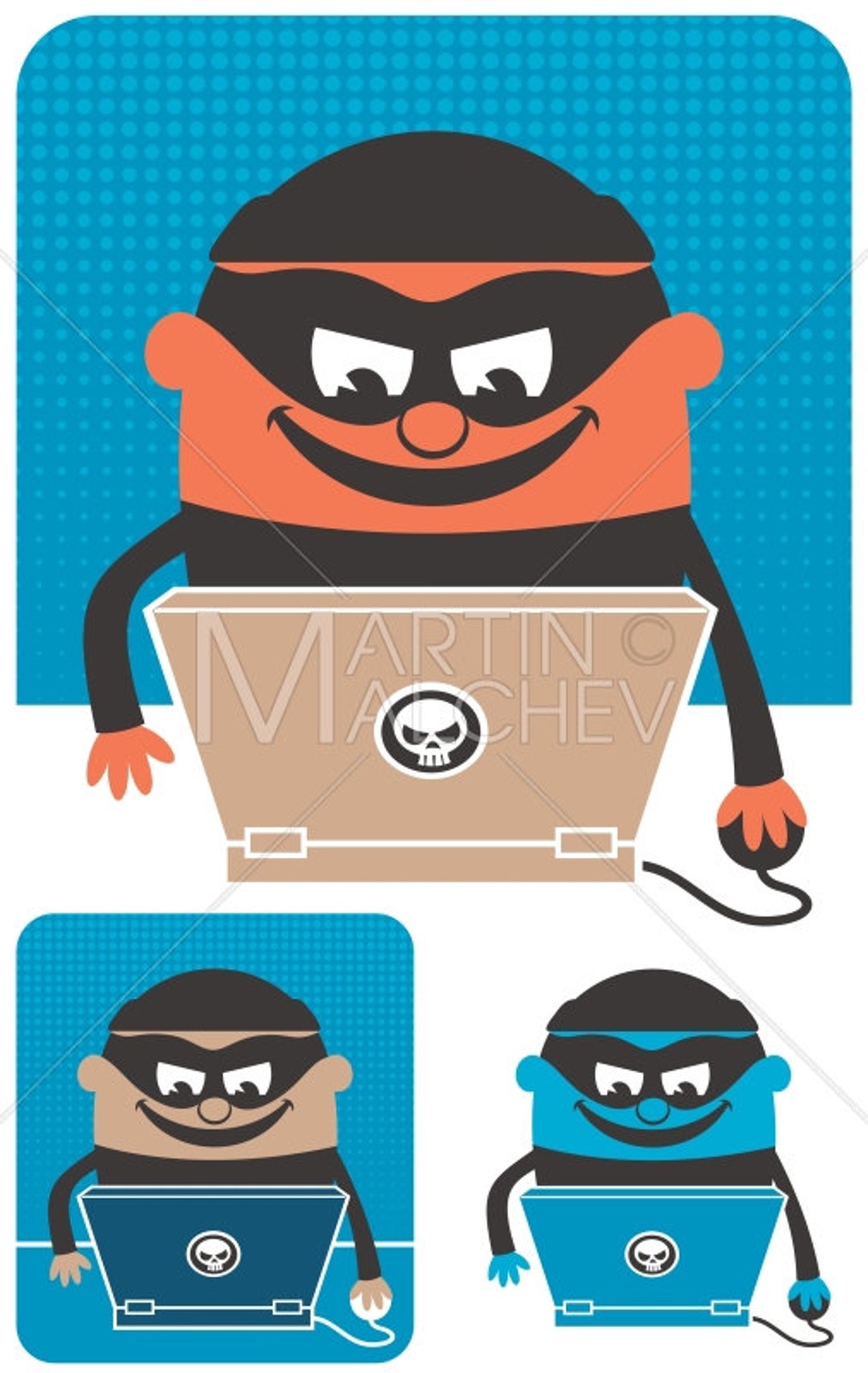Computer Crime Vector Cartoon Illustration. Criminal - Etsy