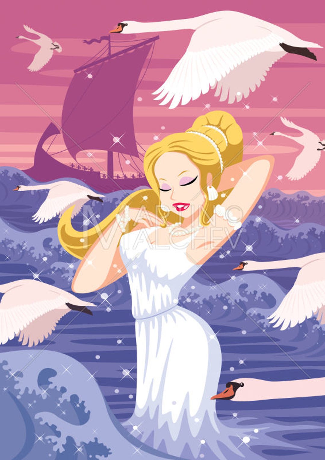 Aphrodite Vector Cartoon Clipart Illustration. Venus, Goddess, Woman ...