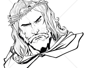 Jesus Face Line Art | Etsy