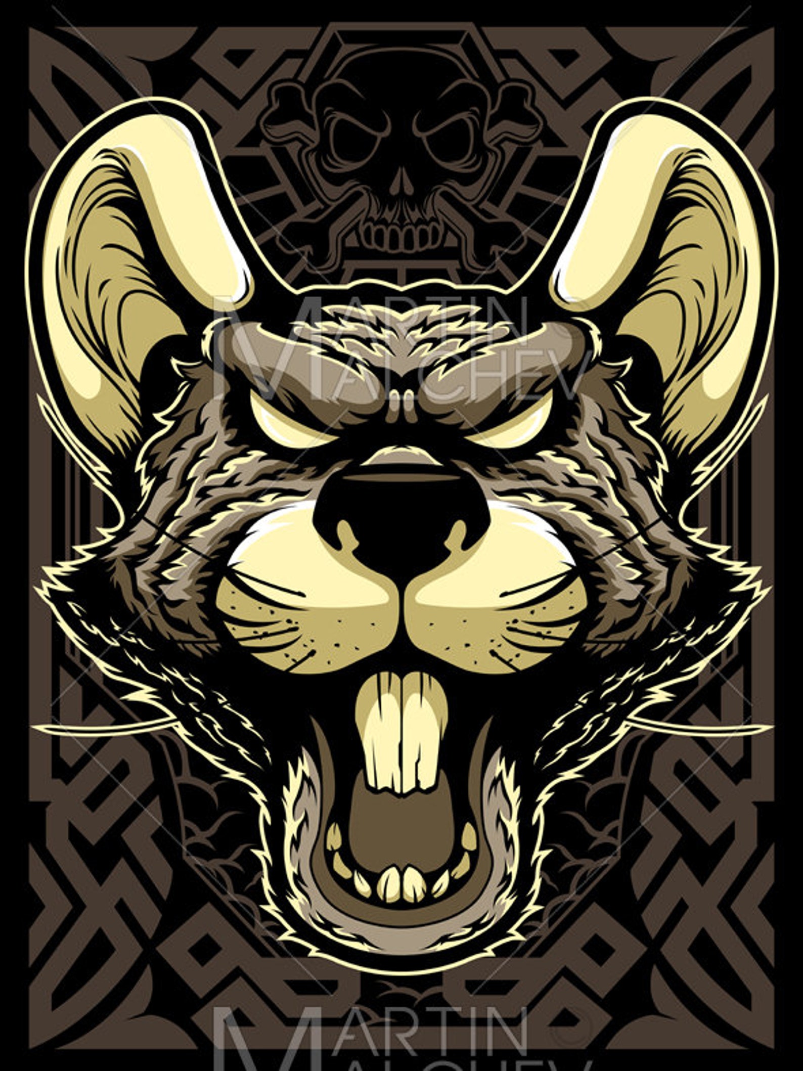Creepy Rat Mascot Vector Illustration Rat Mouse Head Evil Angry Dangerous Ugly Rodent
