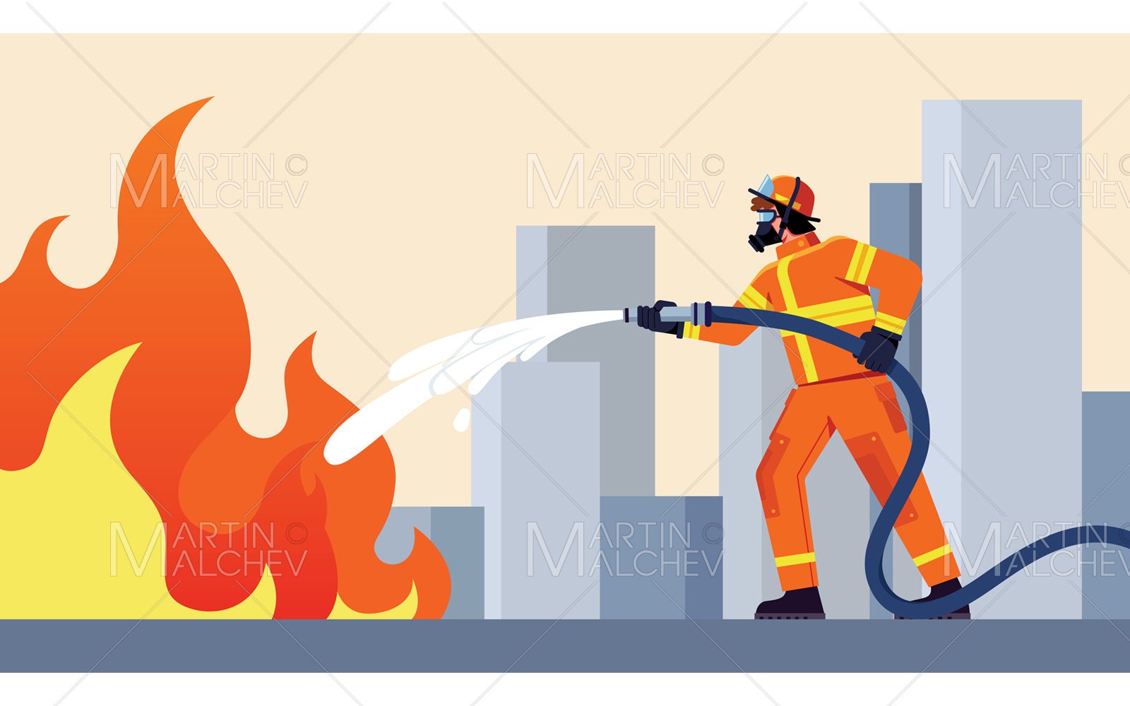 Firefighters Putting Out Fires Clip Art
