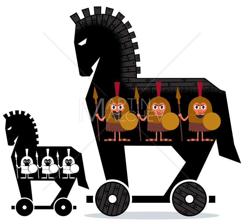 Trojan Horse Vector Cartoon Illustration. Greek, Troy, Mythology, Myth ...