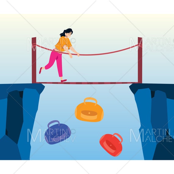 Getting Rid of Excess Baggage Vector Illustration. cartoon | Etsy