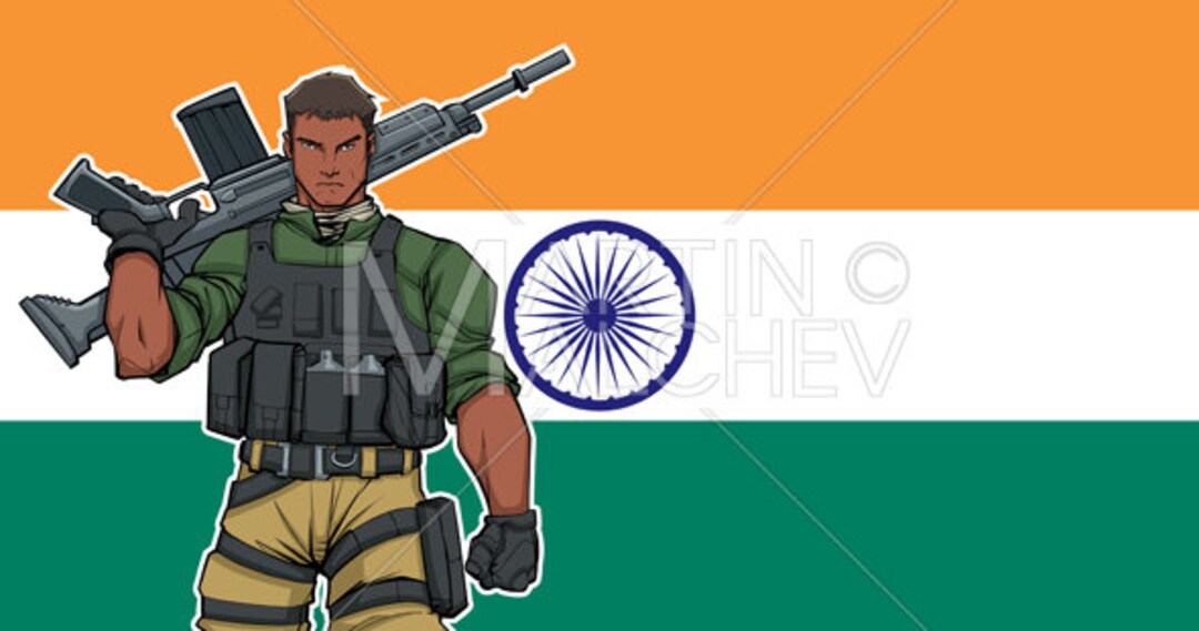 Indian Soldier Background 2 Vector Illustration. Marine, Ranger ...