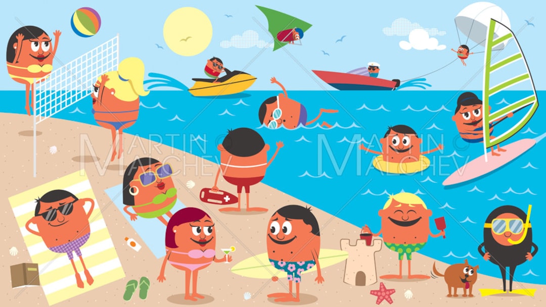 Cartoon Beach Scenery