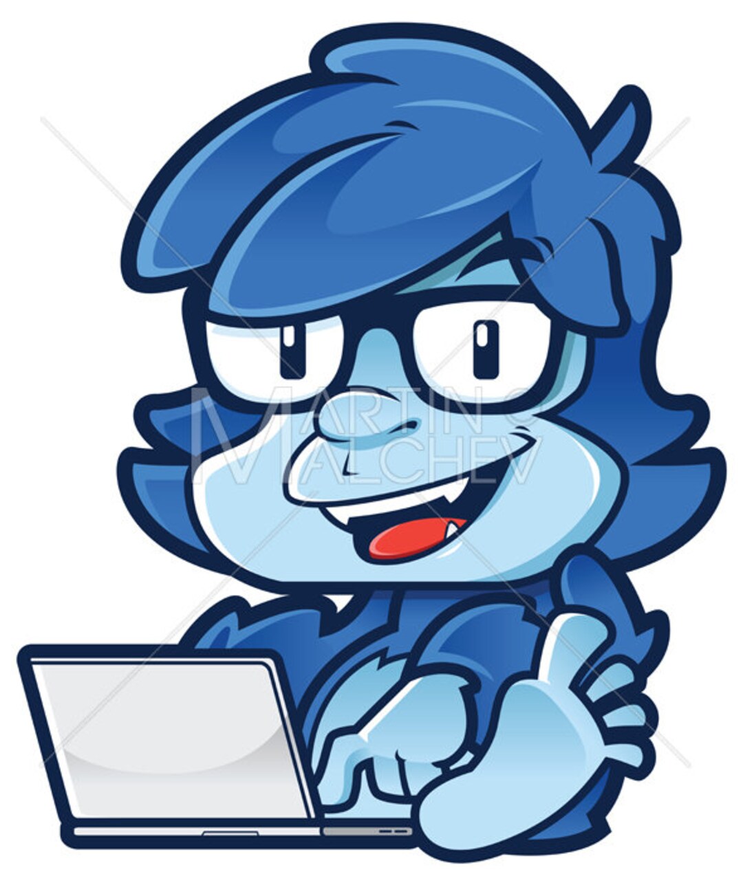 Monster With Laptop Vector Cartoon Illustration. Creature - Etsy