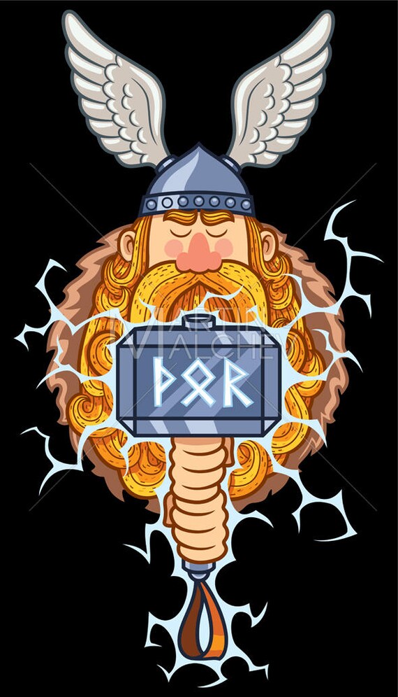 Thor Portrait Vector Cartoon Illustration. Donar God - Etsy