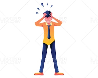 Stick Figure Human Man Feeling Expression Shocked Anxious - Etsy