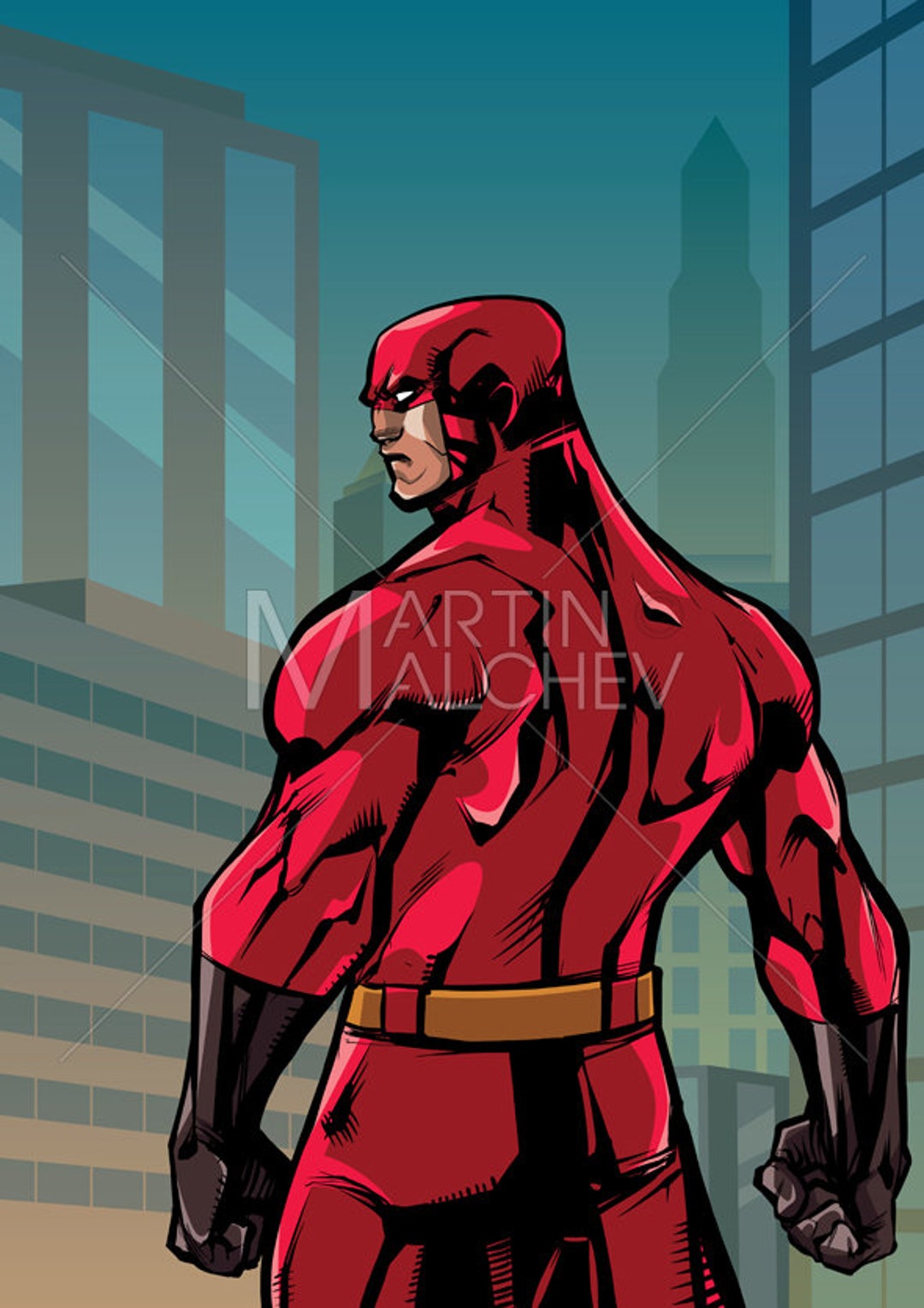 Superhero Back No Cape City Vector Illustration. Man, Hero, Cape, Super ...