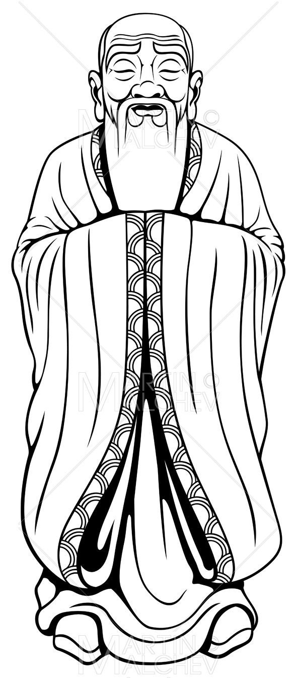 Wise Man Line Art Vector Illustration Confucius, Wise Man, Chinese ...