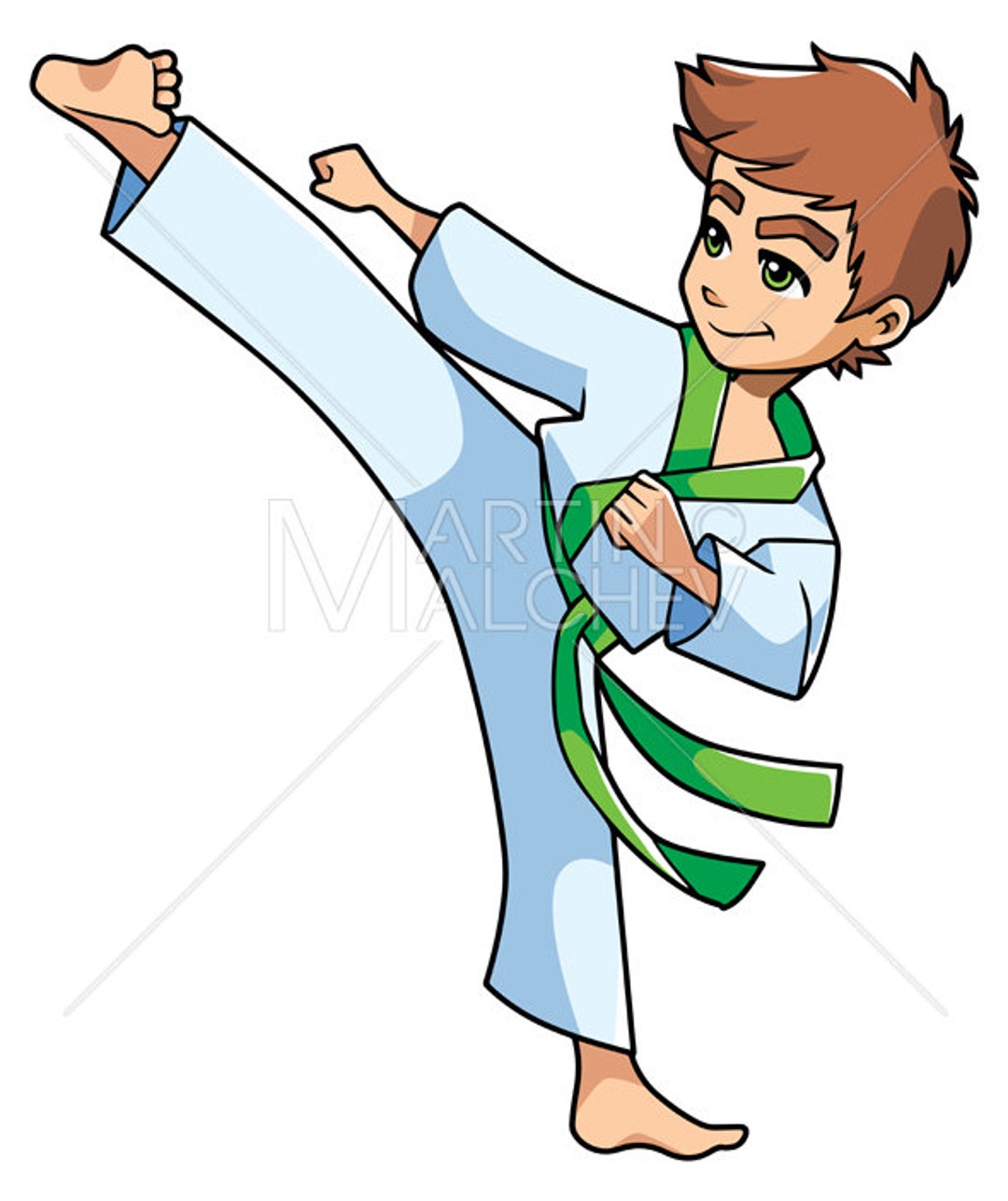 Karate Kick Boy Vector Cartoon Illustration. Martial Arts, Sport ...