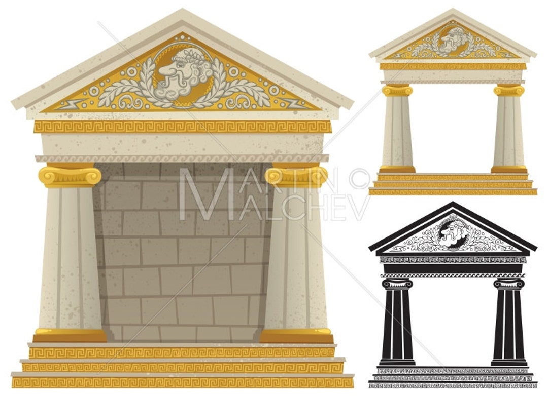 Greek Temple Vector Cartoon Illustration. Ancient, Roman, Frame, Border ...