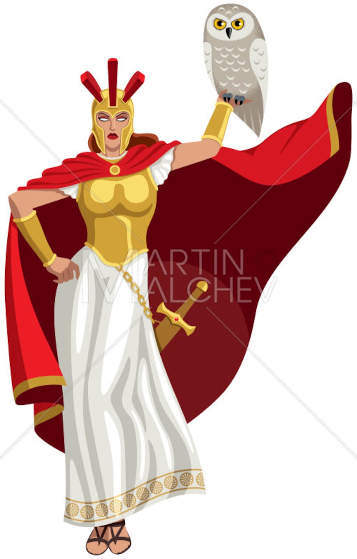 Athena on White Vector Cartoon Illustration. Athens, Athene, Minerva ...