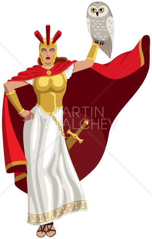 Athena on White Vector Cartoon Illustration. Athens, Athene, Minerva ...