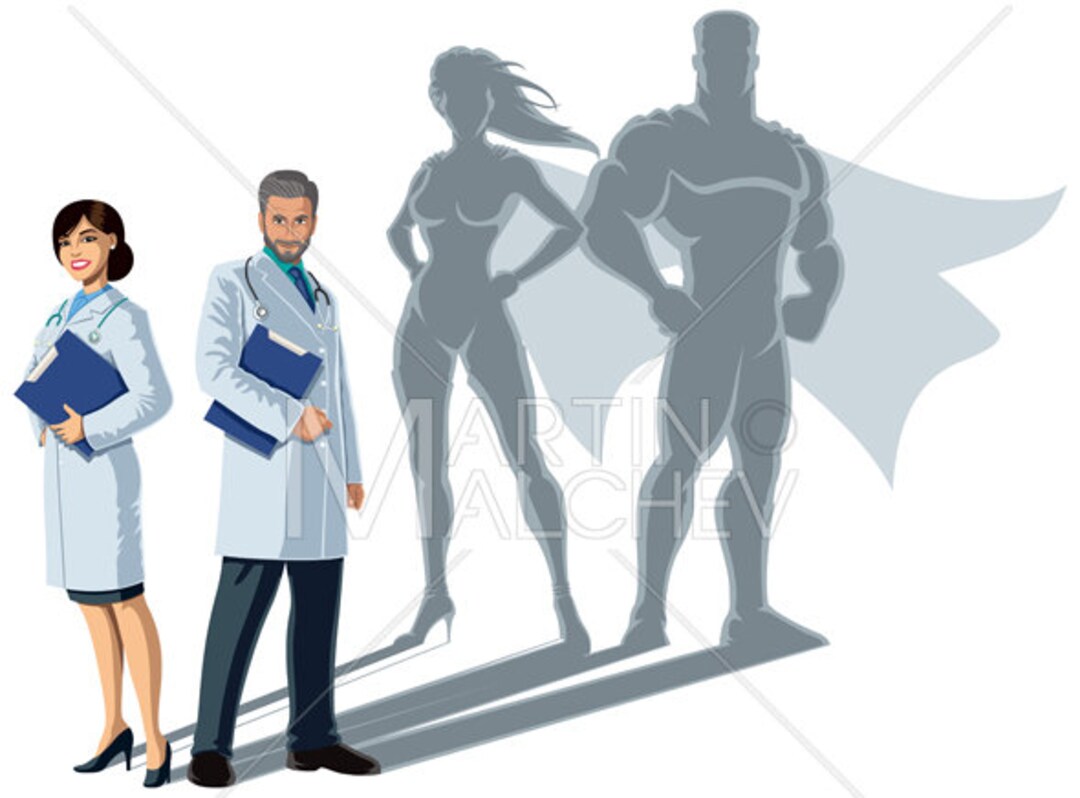 Doctor Superheroes Shadow Vector Illustration Health Care, Worker ...