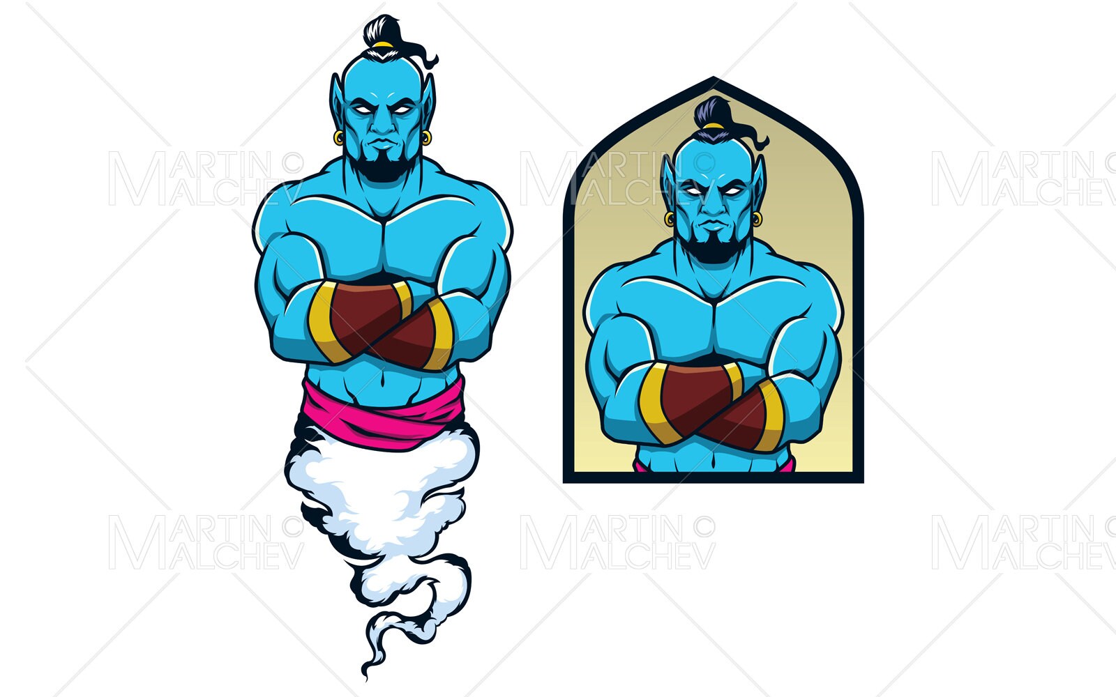 Genie Fantasy Mascot Vector Illustration. Genie, Jinn, Jinni, Djinn ...
