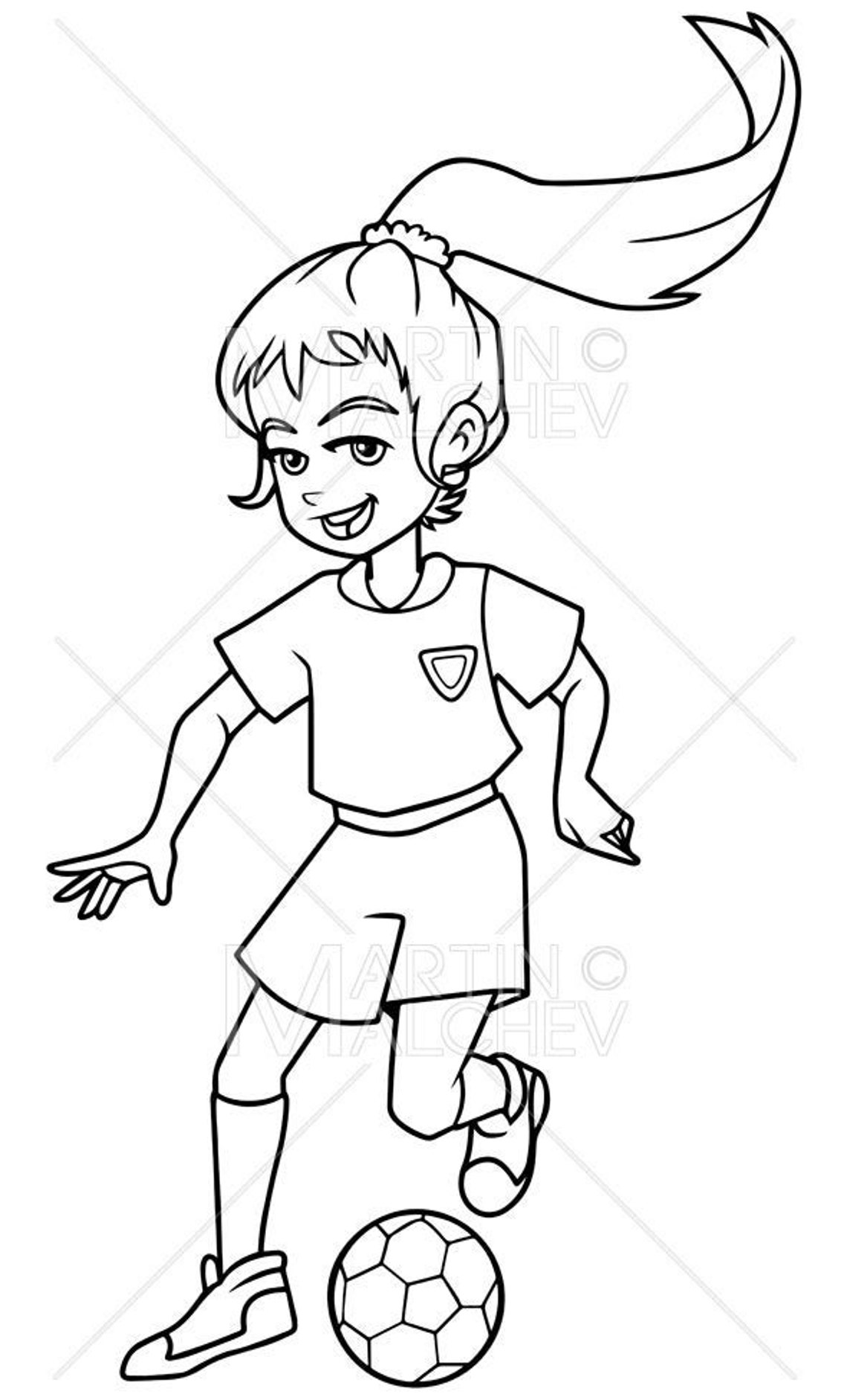 Football Playing Girl Line Art Girl, Football, Player, Soccer, Playing ...