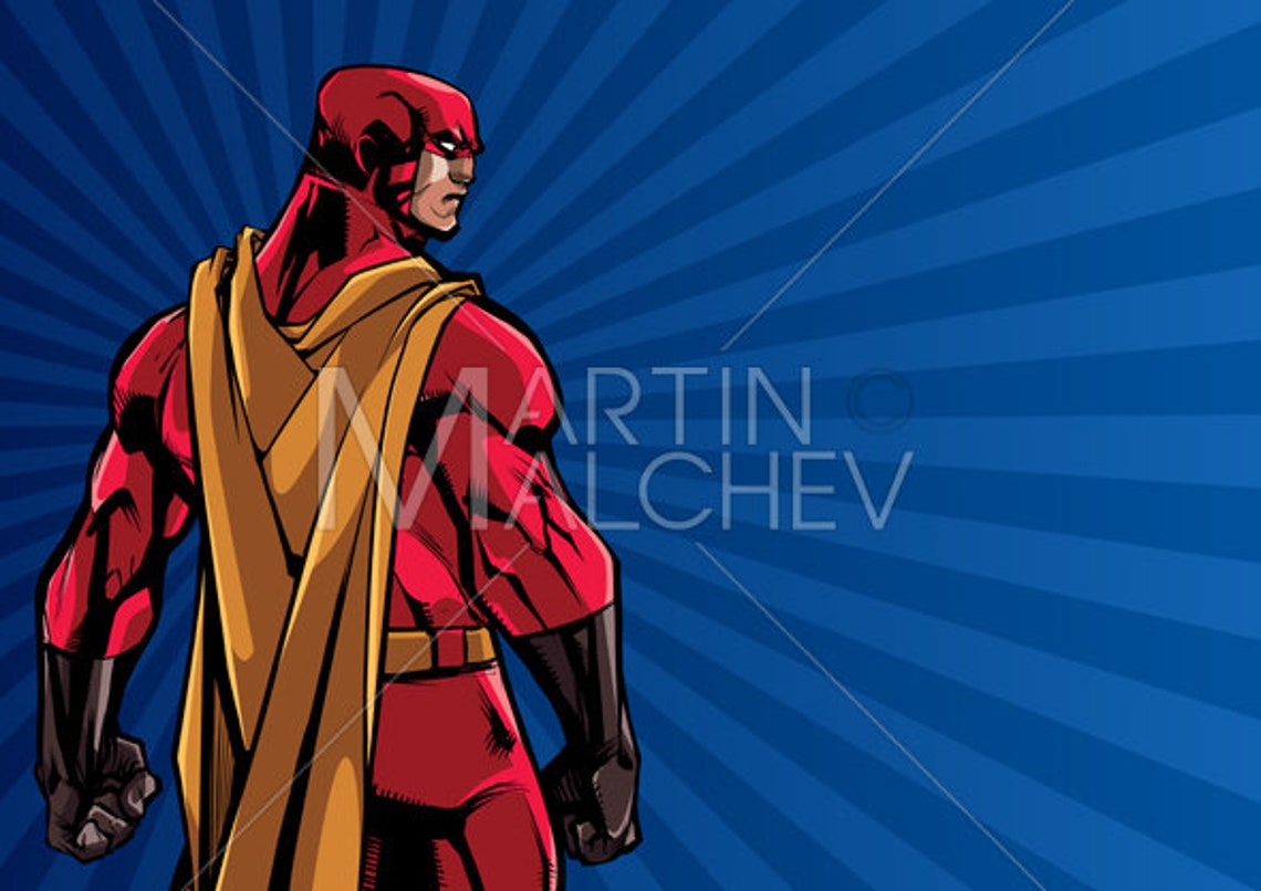 Superhero Back Ray Light Background Vector Illustration. | Etsy