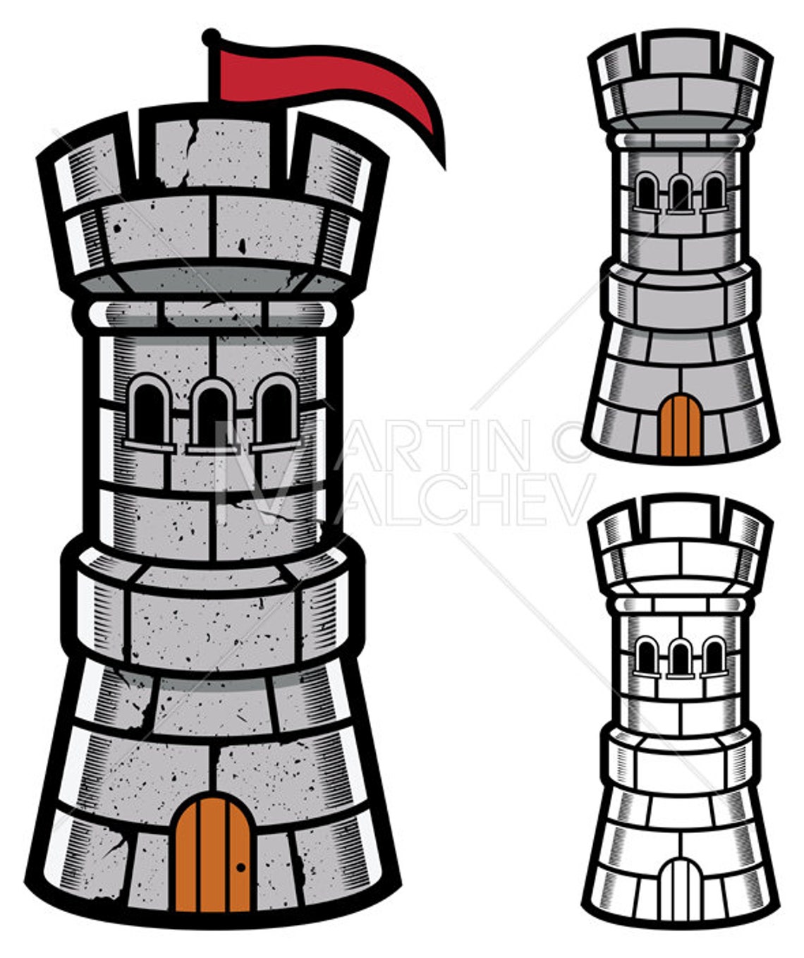 Stone Tower Mascotascot Vector Illustration. Rock, Castle, Rook ...