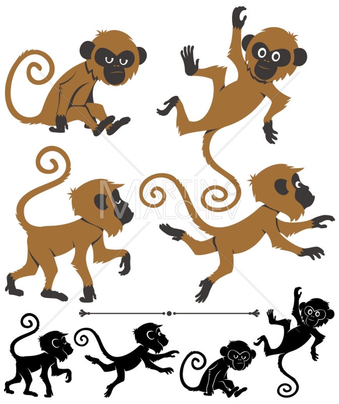 Monkeys Vector Cartoon Illustration. Monkey, Little, Primate, Macaque ...