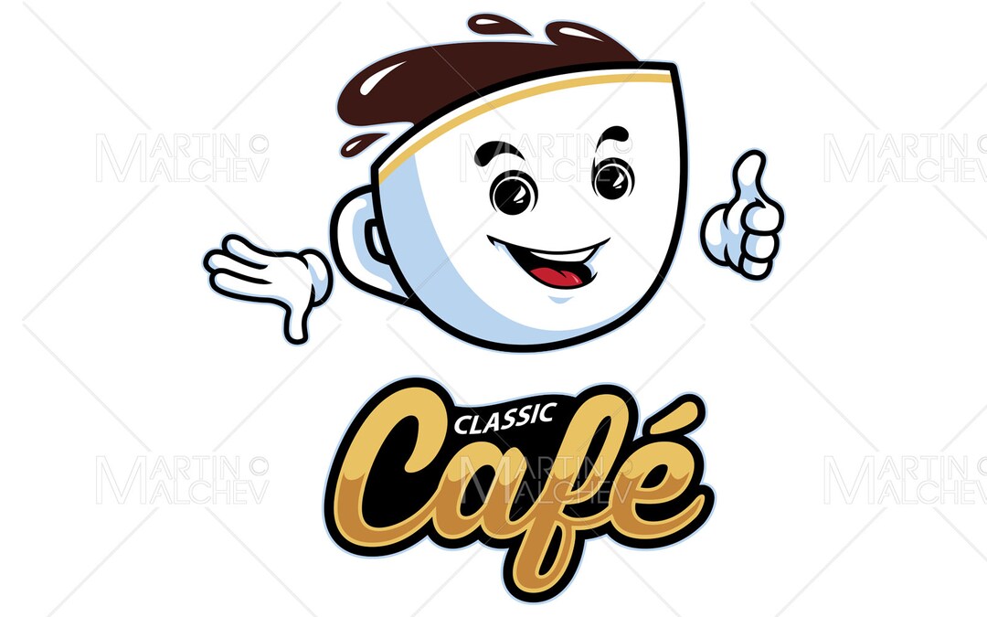 Cafe Cartoon Mascot Vector Illustration. Cafe, Mascot, Logo, Coffee ...