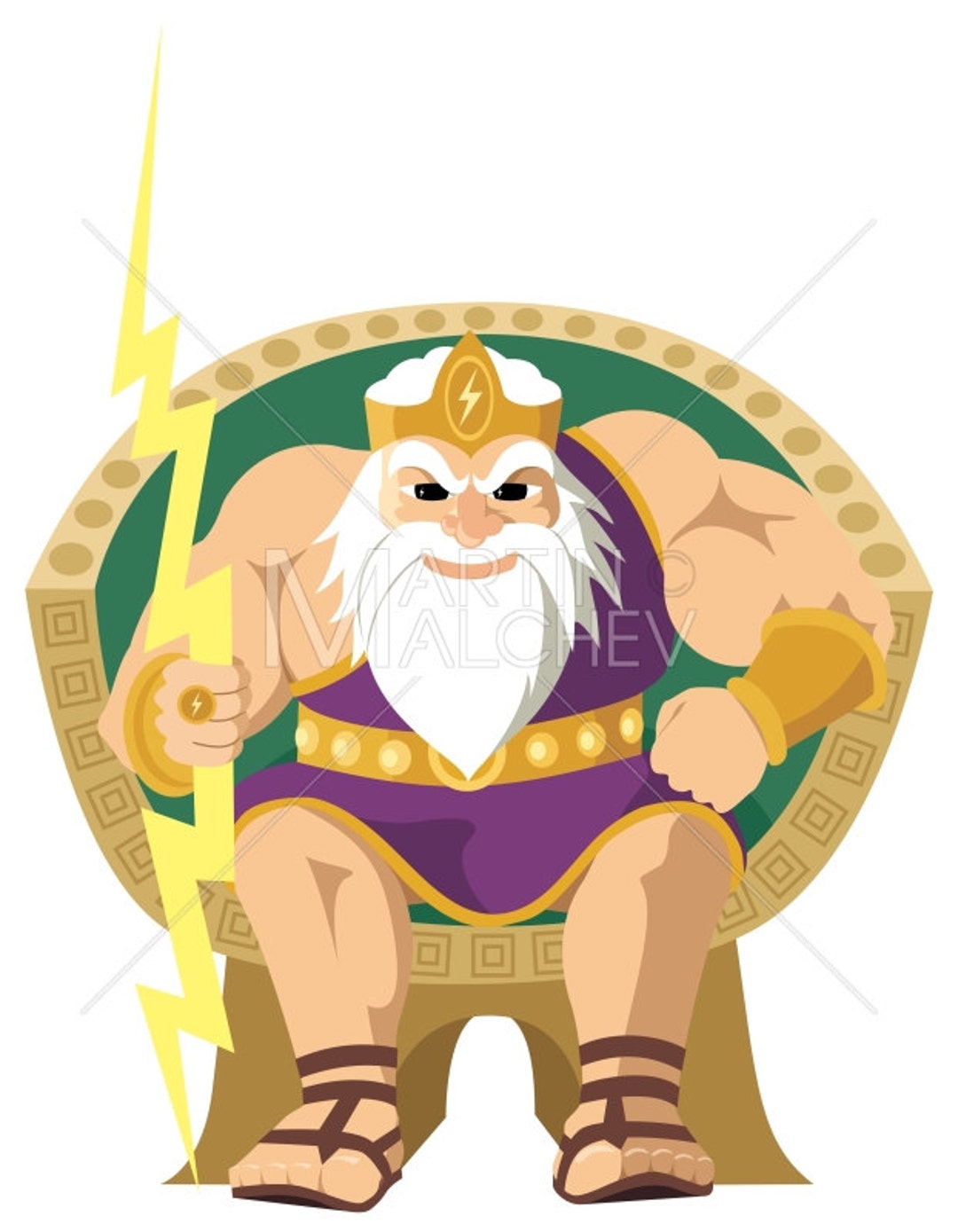 Zeus on White Vector Cartoon Illustration. Jupiter, God, Roman, Greek ...