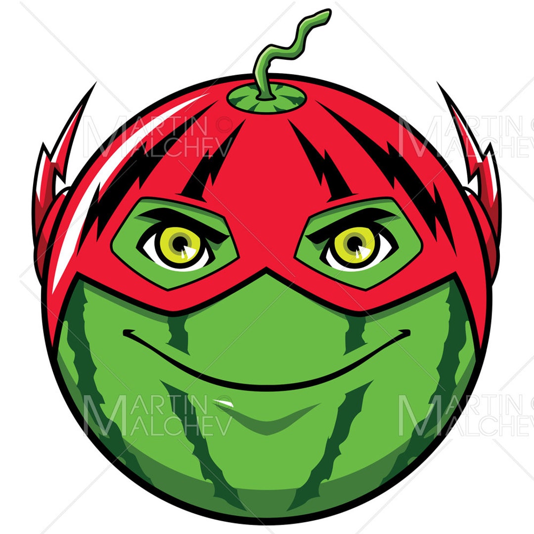 Watermelon Superhero Mascot Vector Illustration. Fruit, Cartoon ...
