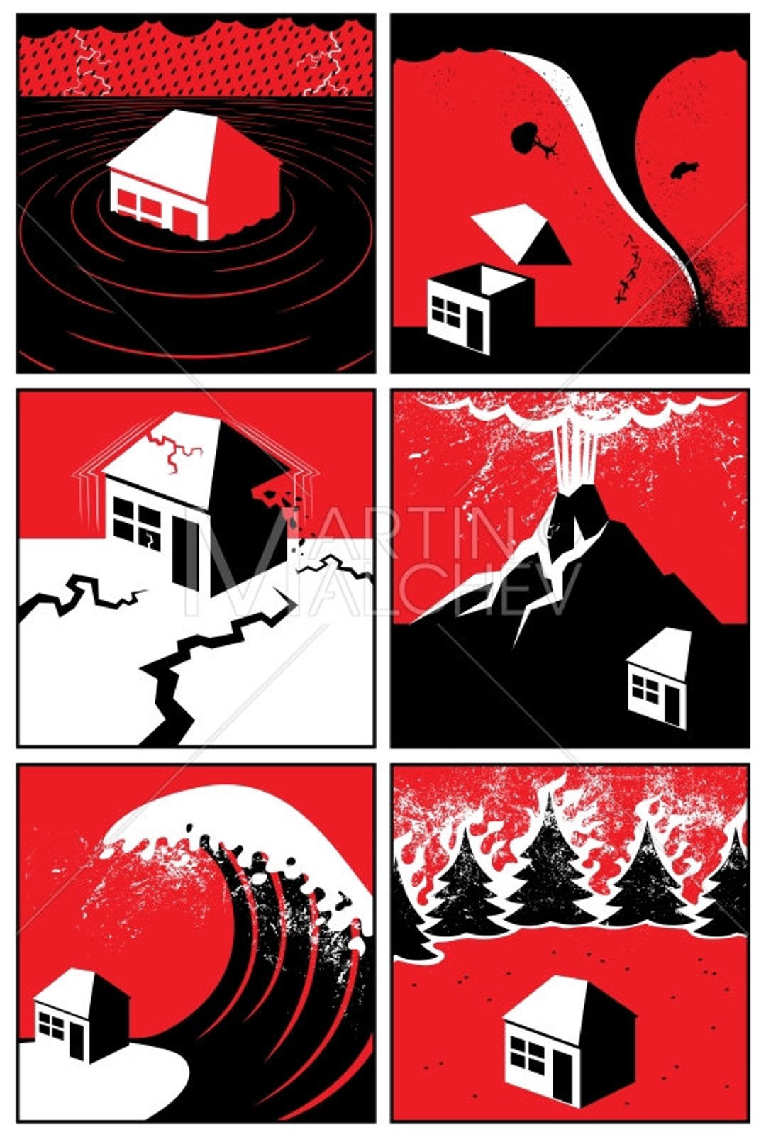 Natural Disasters Vector Illustration. Calamity, Nature, Destruction ...