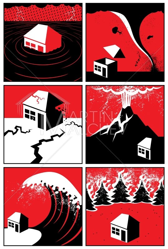 Natural Disasters Vector Illustration. Calamity, Nature, Destruction ...