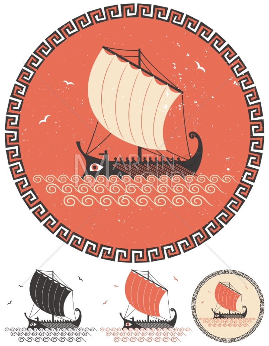 Greek Ship Vector Cartoon Illustration. Roman, Sailboat, Sail, Boat ...