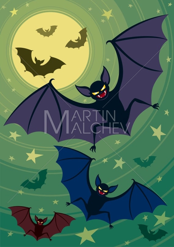Bats Flying At Night Cartoon