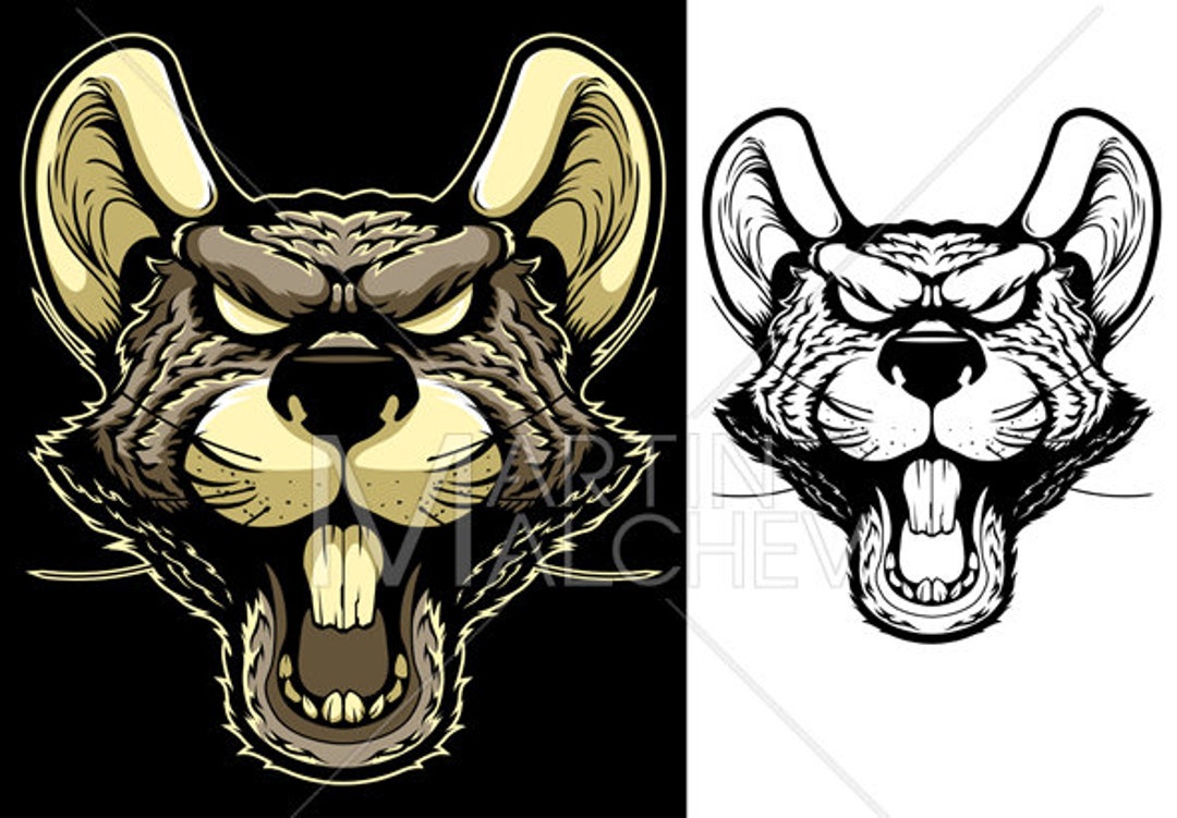 Rat Mascot Head Vector Illustration Digital Download in AI CDR EPS Svg ...