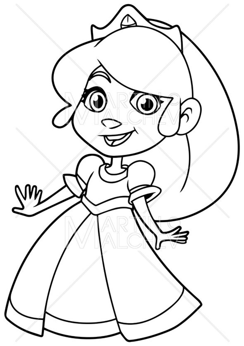 Little Princess Line Art Vector Illustration Princess, Cute, Adorable ...