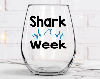 Shark Week Wine Glass - Etsy