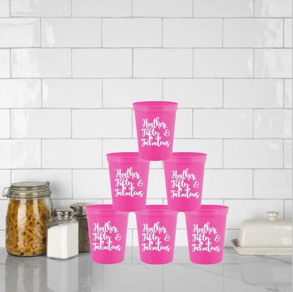 Fifty and Fabulous Party Favor Plastic Cup Stadium Cups - Etsy