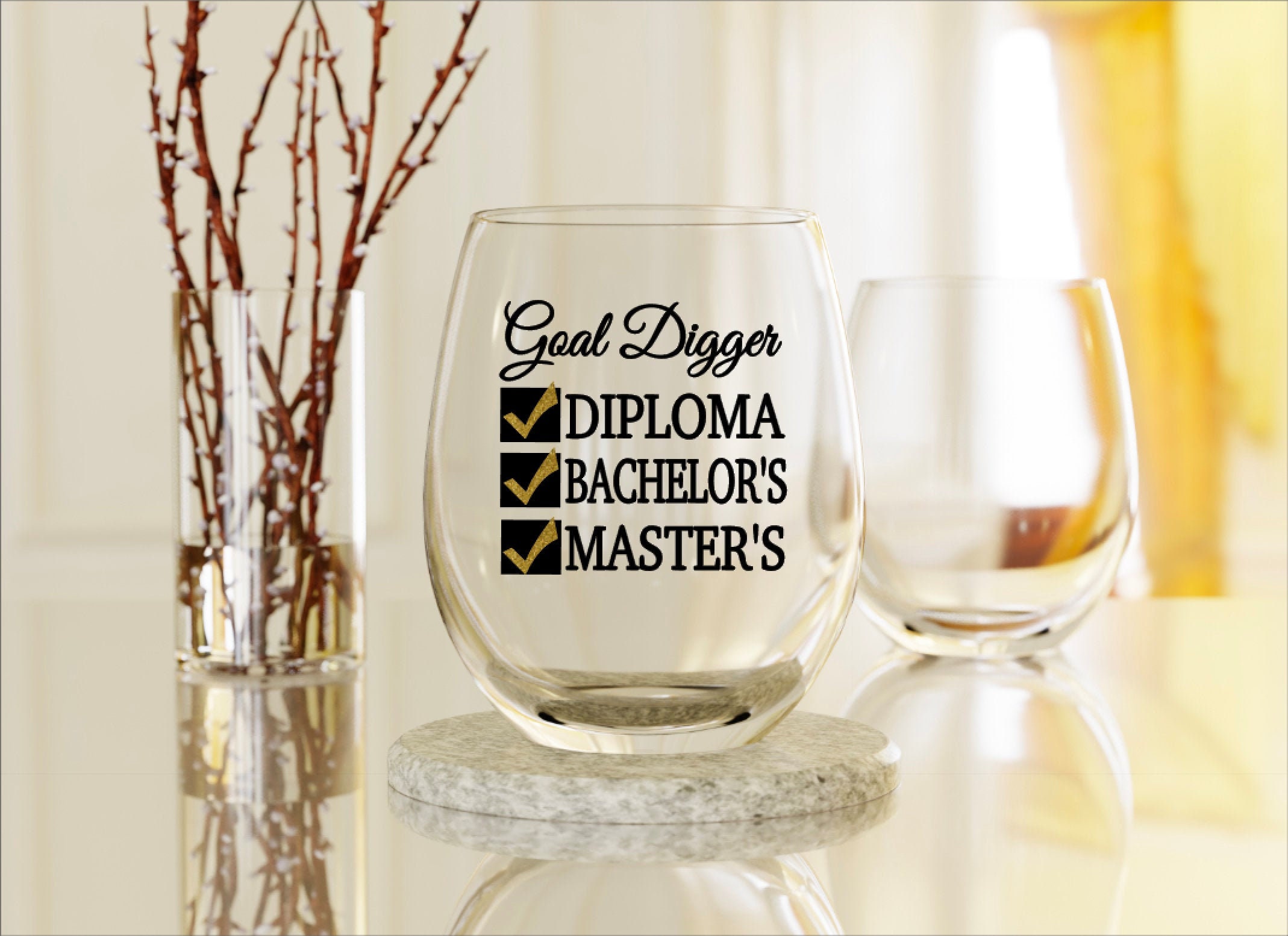 Goal Digger Mastered It Wine Glass Graduation Gift Class of - Etsy
