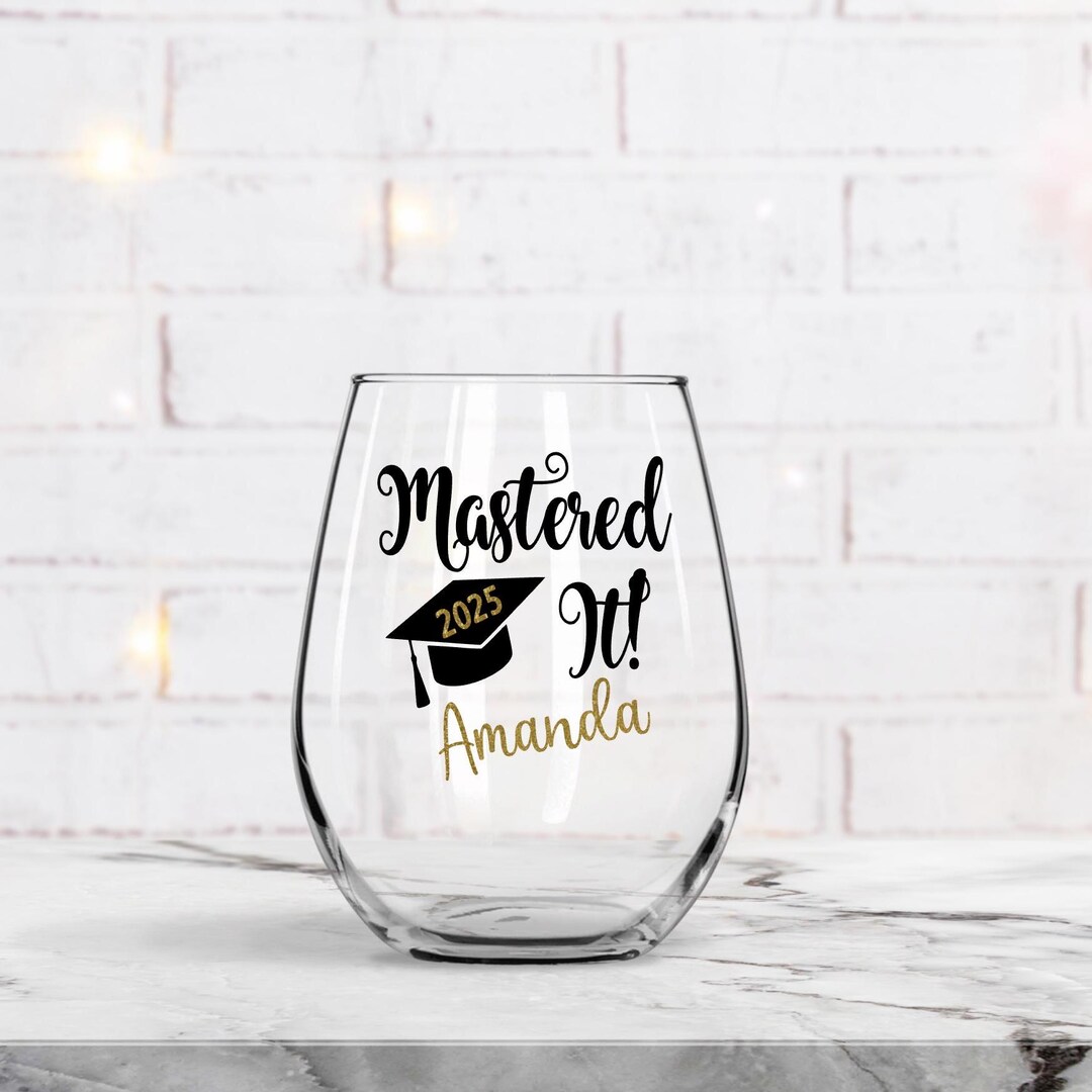 Mastered It Wine Glass, Graduation Gift, Class of 2026, Grad Wine Glass ...