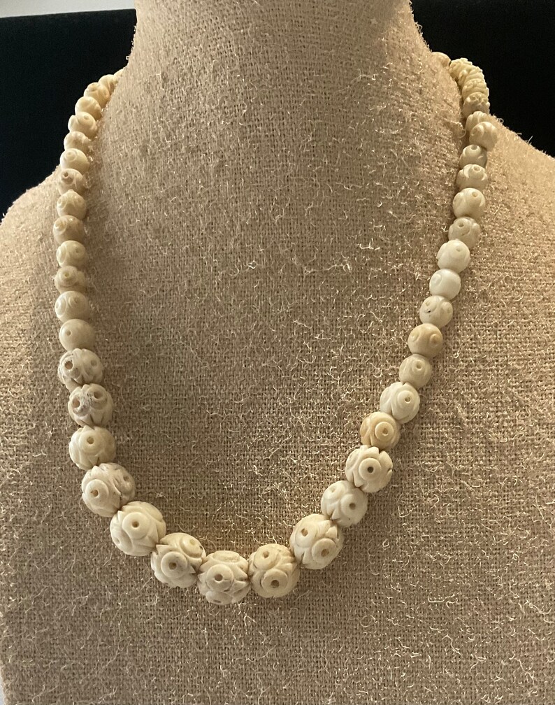 Carved Bone Necklace - Etsy
