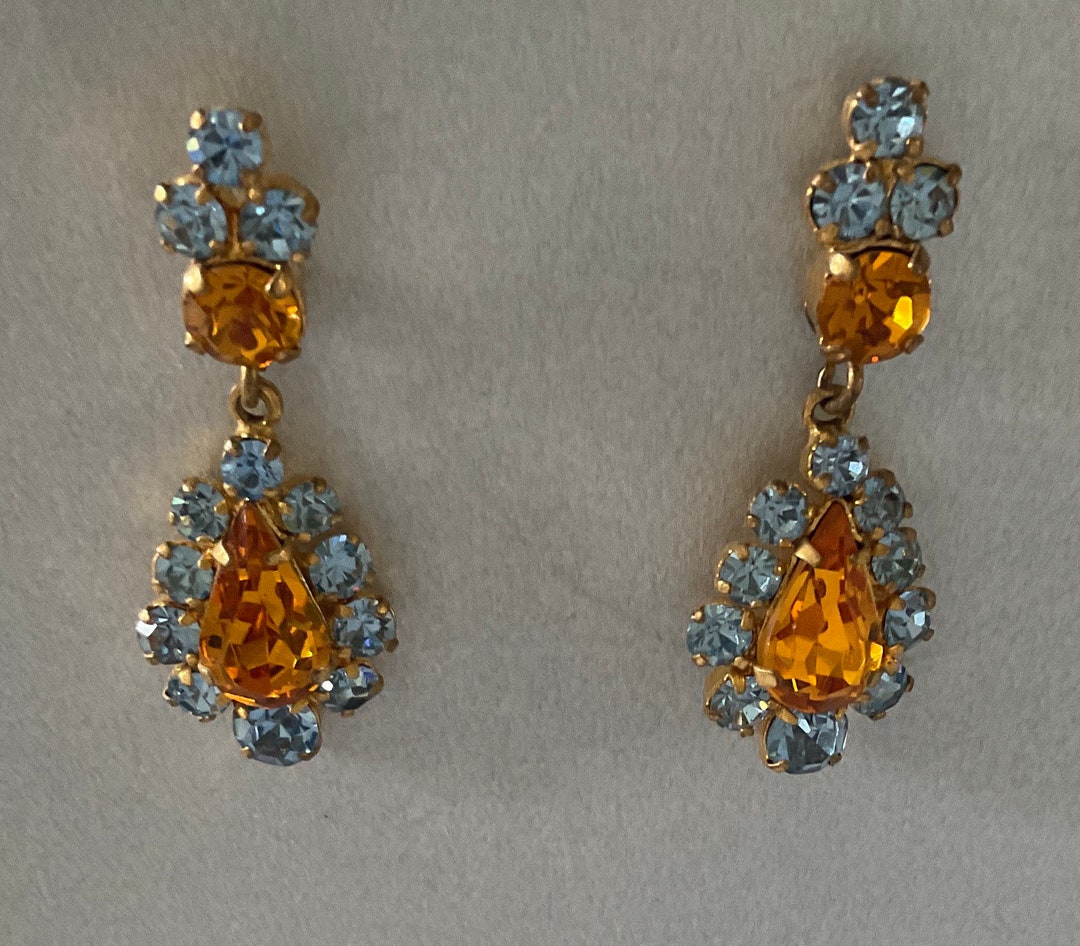 Blue/amber Rhinestone Drops - Etsy