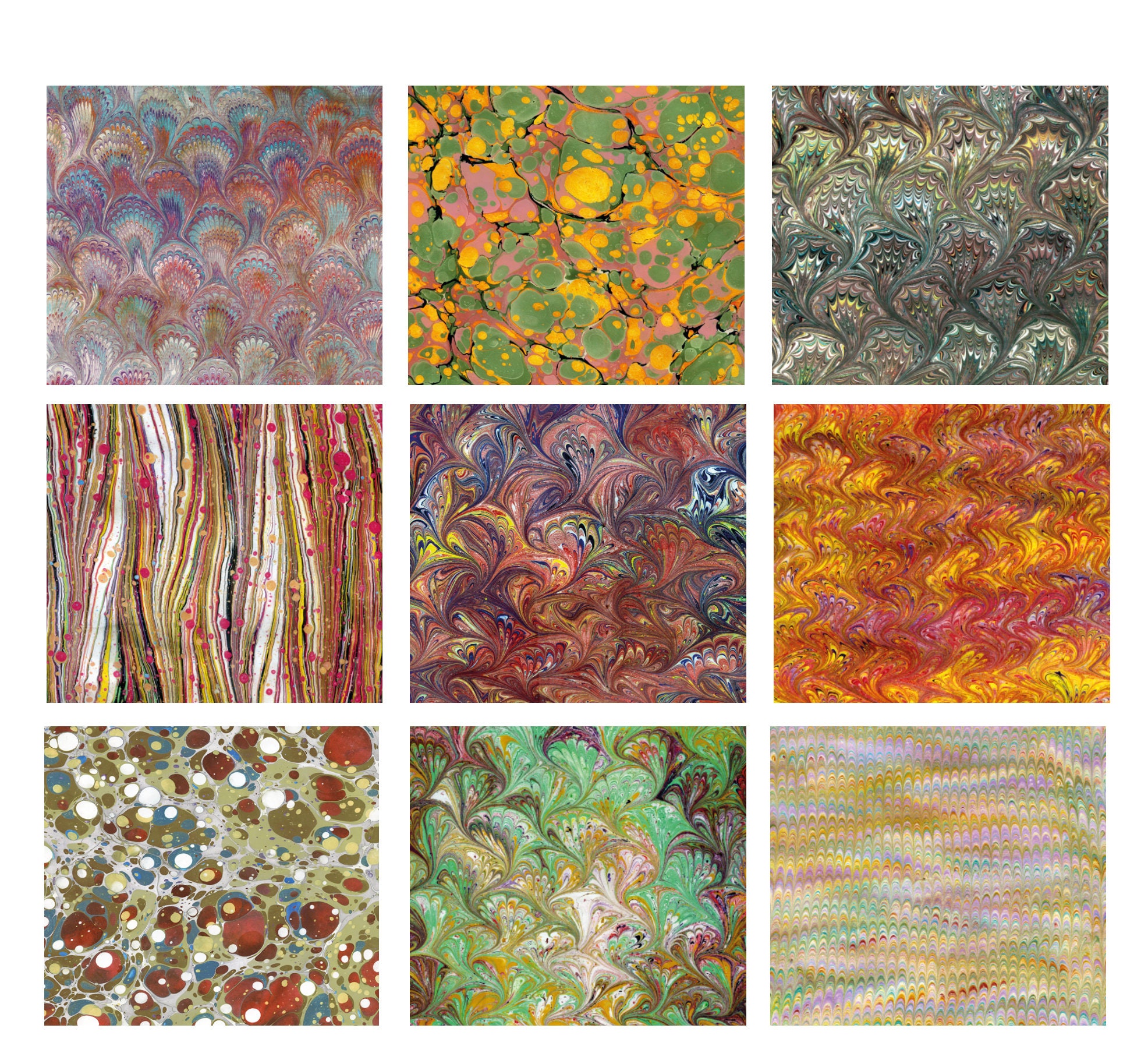Origami Paper With Marbled Patterns - 15x15cm - 40 Sheets - 9 Patterns ...