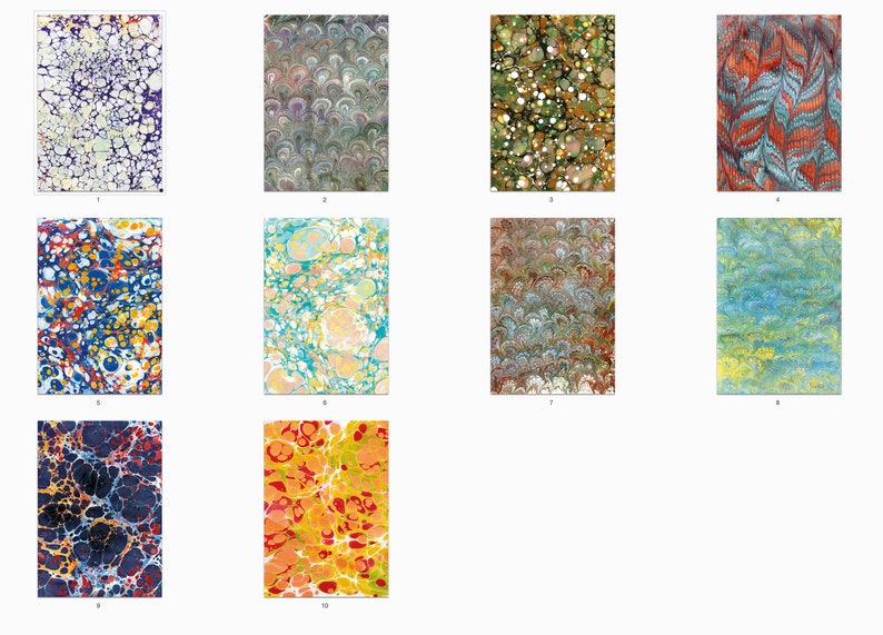 10 Sheets of Marbled Paper - Kit 4 - Etsy