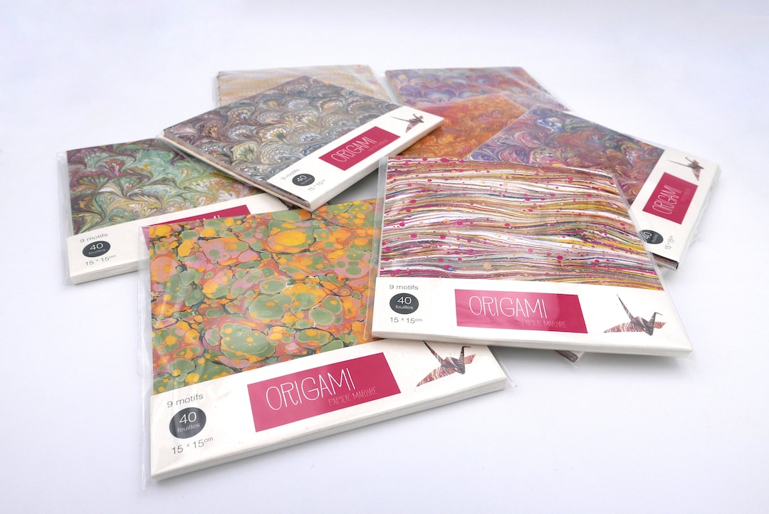 Origami Paper With Marbled Patterns - 15x15cm - 40 Sheets - 9 Patterns ...