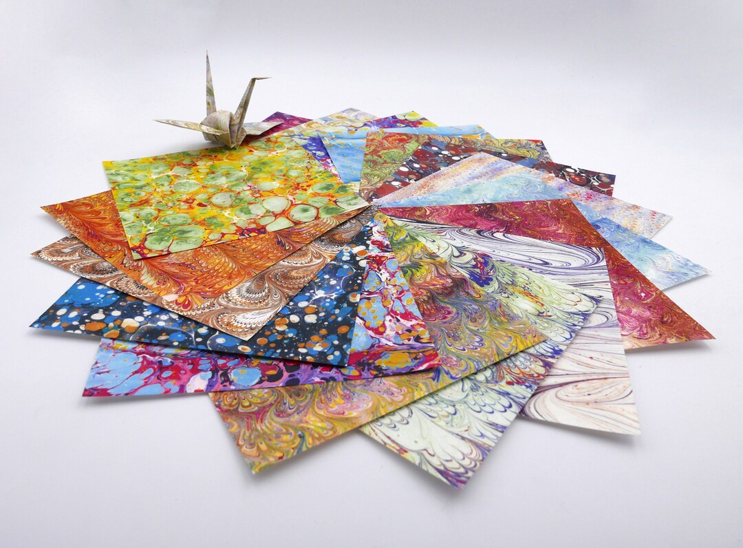 Marbled Origami Paper - 15x15cm - 40 Sheets 40 Patterns - Special Kit ...