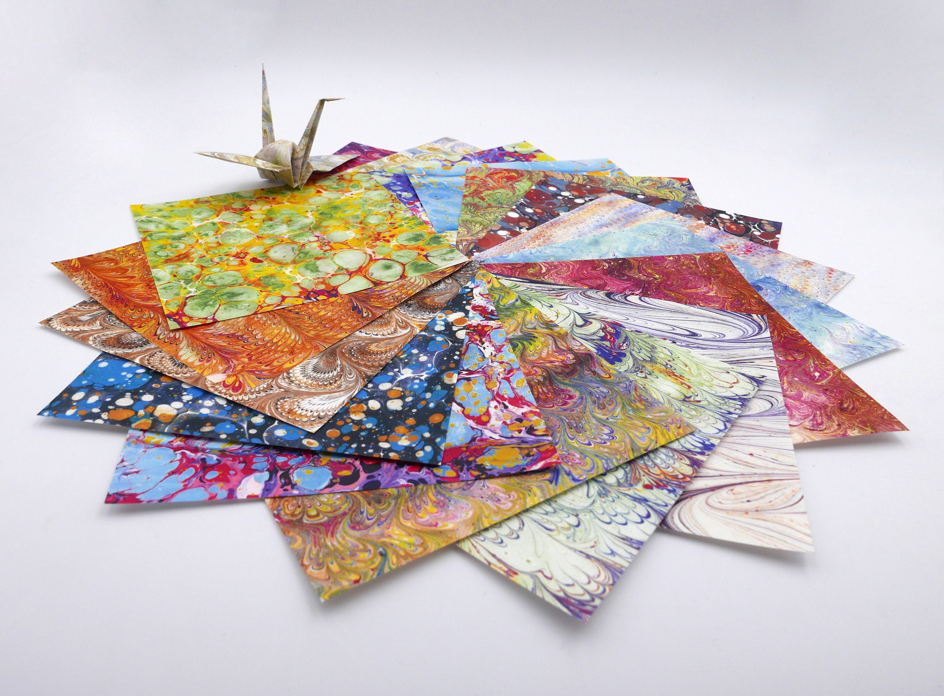 Marbled Origami Paper 15x15cm 40 Sheets 40 Patterns Special Kit Etsy
