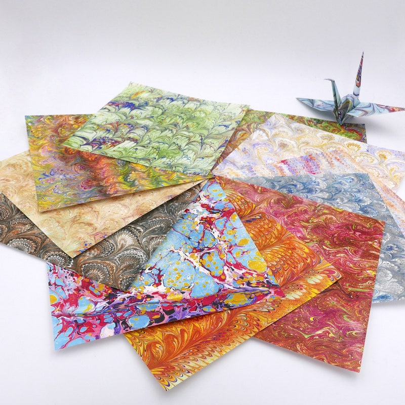 Marbled and Foil Origami Paper - Etsy New Zealand