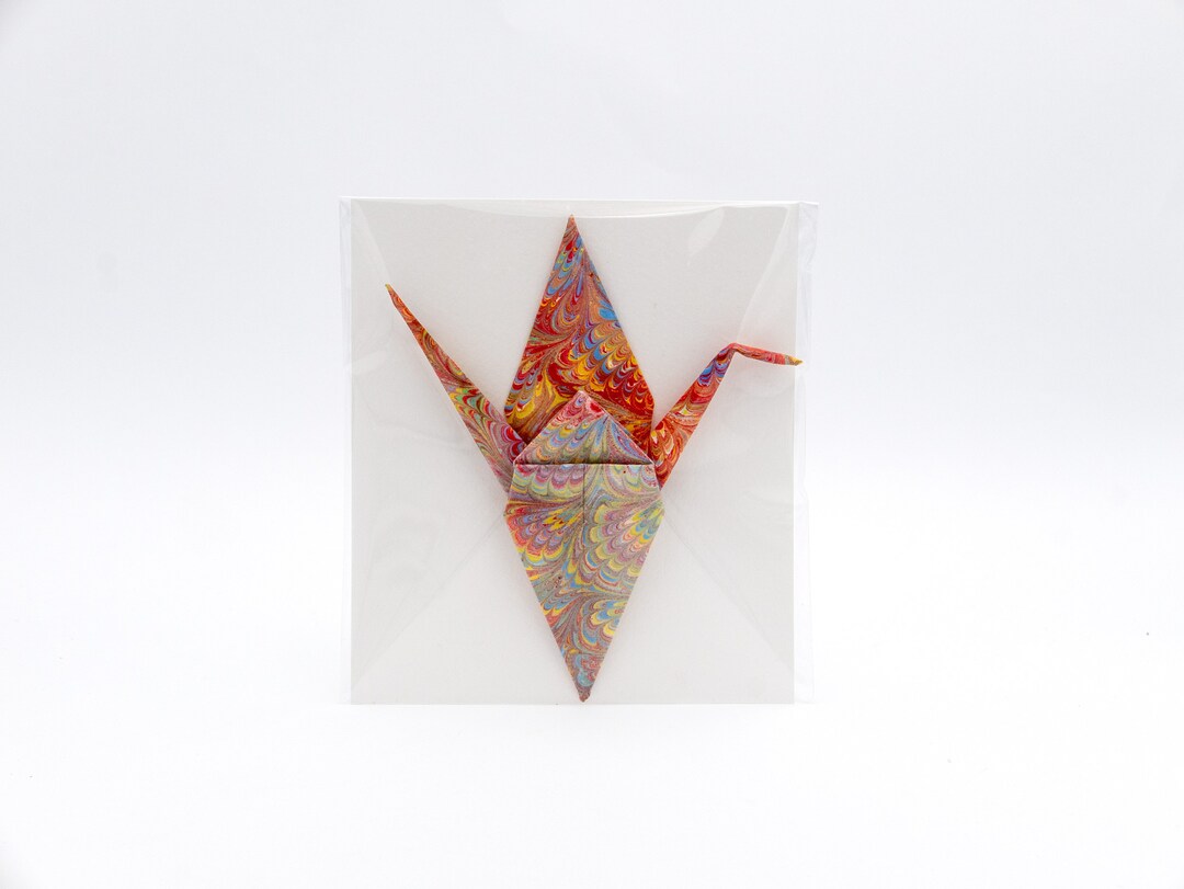 Origami of Marbled Japanese Cranes: Parisian Crafts on Awagami Bamboo ...