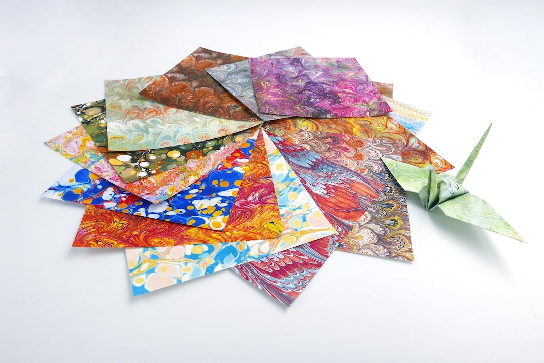 Marbled Origami Paper - 15x15cm - 40 Sheets 40 Patterns - Special Kit 2 ...